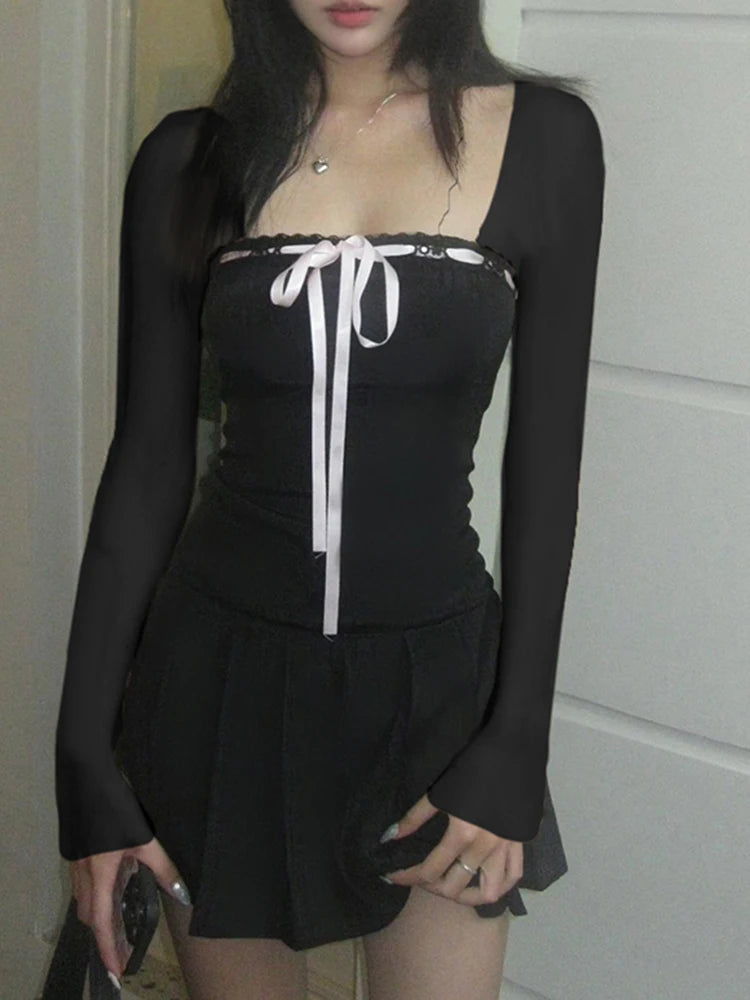 Goth 'Crazy Night' Black Lace Up Bodycon Dress – Rags n Rituals