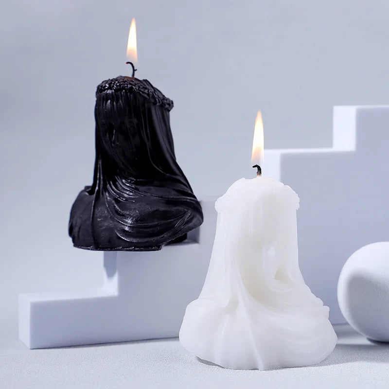Black or White Veiled Woman Scented Candle Gothic Decor – Rags n Rituals