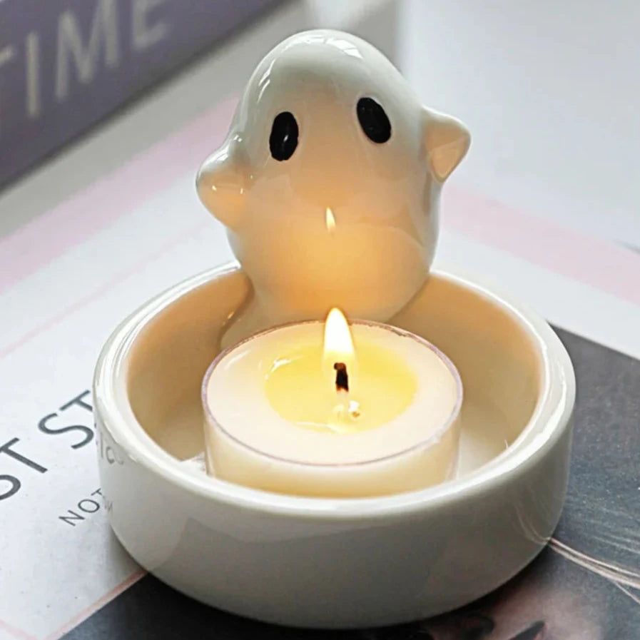 Cute Gothic Ceramic Ghost Candle Tealight Holder – Rags n Rituals