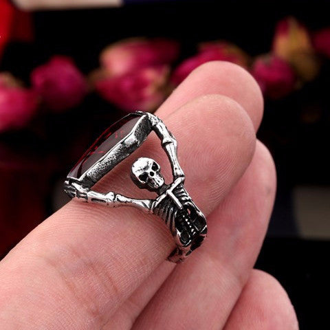 Undertaker Red Skull Ring – Rags n Rituals