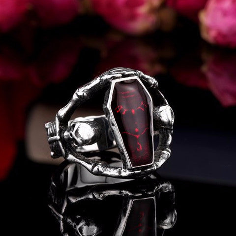Undertaker Red Skull Ring – Rags n Rituals