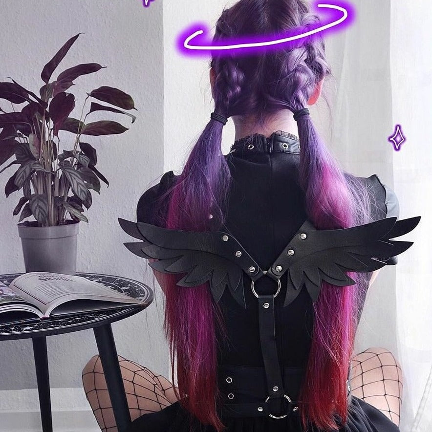 Goth 'Angel of Death' Goth Grunge Faux Leather Angel Wing Harness ...