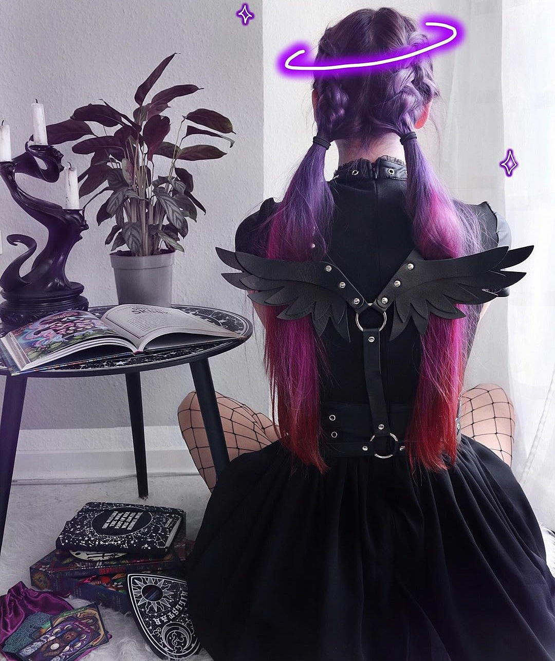 Goth 'Angel of Death' Goth Grunge Faux Leather Angel Wing Harness ...