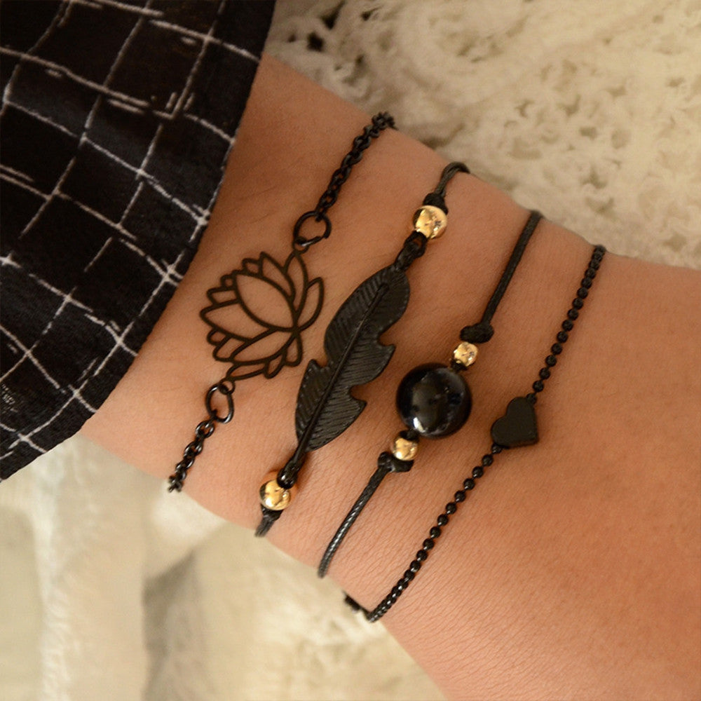 4PCs Black Bracelets – Rags n Rituals
