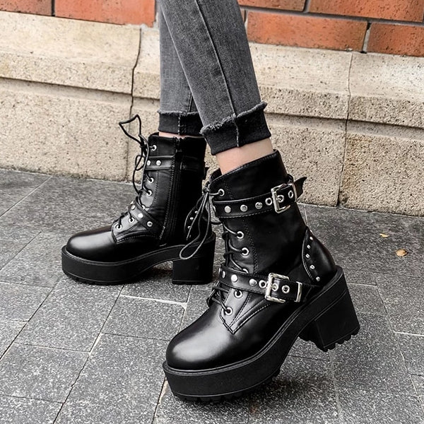 Goth Buckle Boots