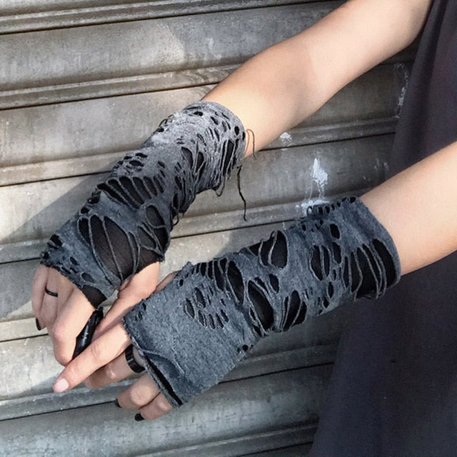 'Silence' Ripped Gloves (Pair) – Rags n Rituals