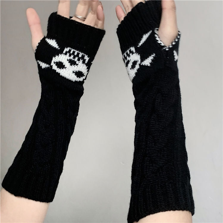 Black Skull Knitted Arm Warmers at $18.99 USD l Rags n Rituals