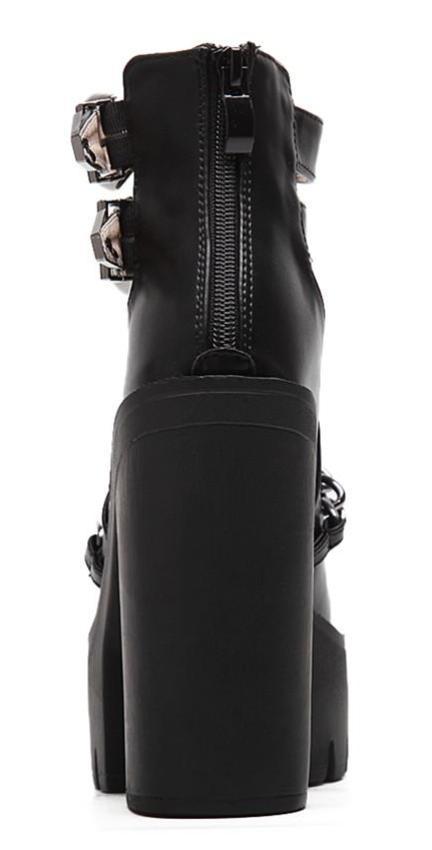 'Stomper' Black PU Leather Goth Chain Boots. – Rags n Rituals