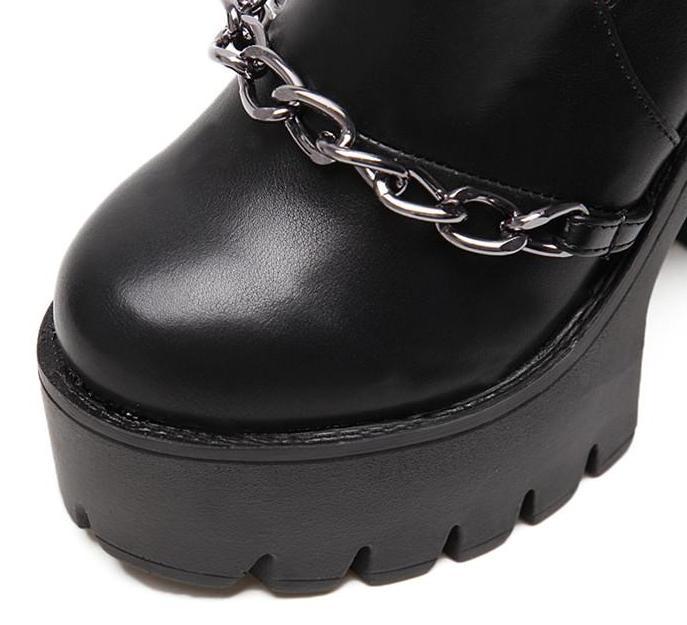 'Stomper' Black PU Leather Goth Chain Boots. – Rags n Rituals