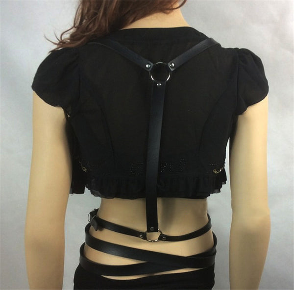 'Disorderly' Black Faux Fake Leather harness at $23.99 USD l Rags n Rituals