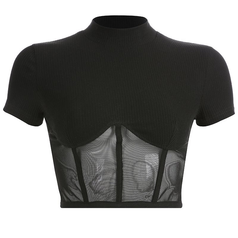 'Hit me up' Black Alt Mesh Crop Top – Rags n Rituals