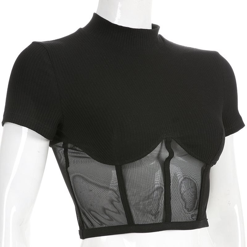 'Hit me up' Black Alt Mesh Crop Top – Rags n Rituals