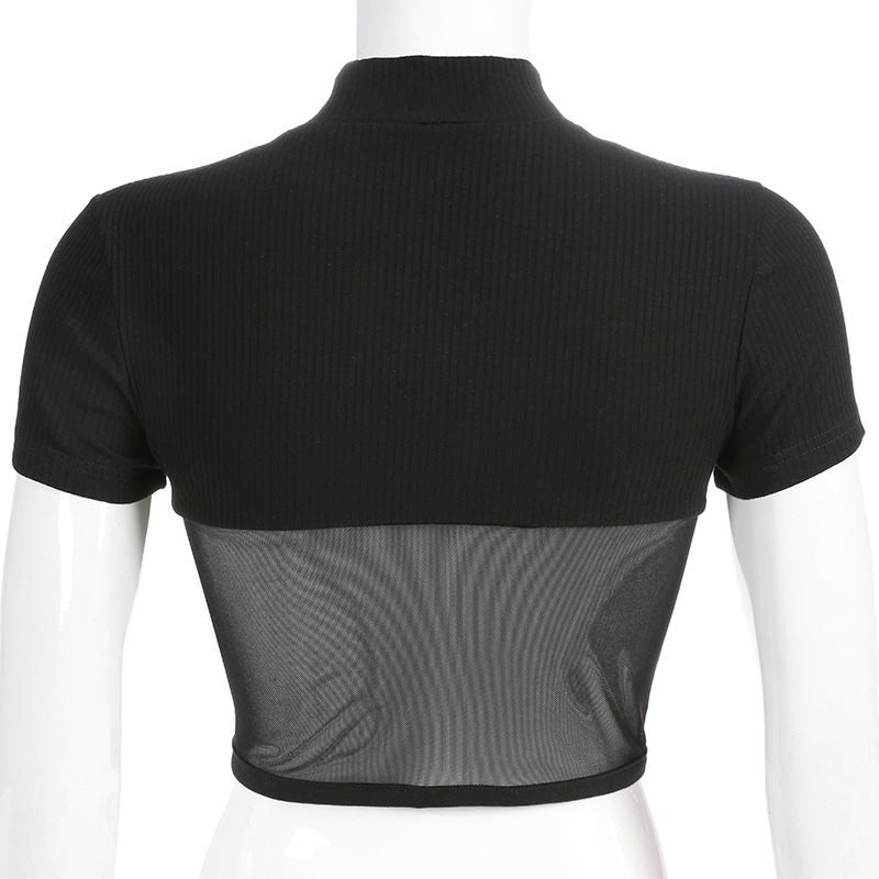 'Hit me up' Black Alt Mesh Crop Top – Rags n Rituals
