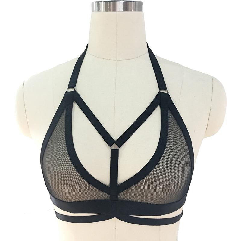 'Paranormal' Black Mesh Top Bra Crop Top – Rags n Rituals