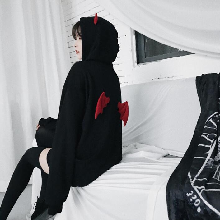 'Hellboy' Black Grunge Horn Hoodie – Rags n Rituals